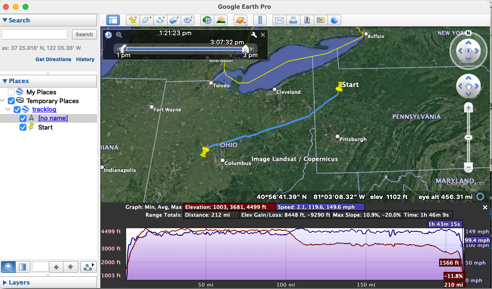 How can a track log be viewed in Google Earth on a computer ...