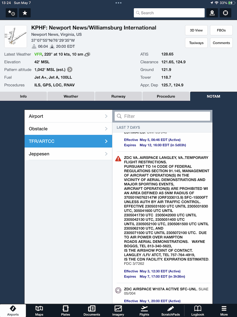 How are Stadium TFRs shown on the Maps page? – ForeFlight Support